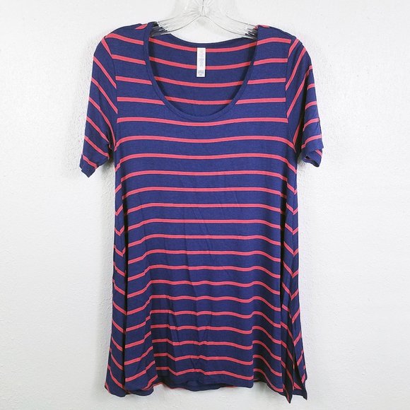 LuLaRoe | Dresses | Lularoe Womens Purple Coral Short Sleeve Striped ...